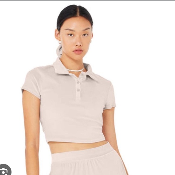ALO Yoga | Tops | Alo Velour Choice Polo In Dusty Pink | Poshmark